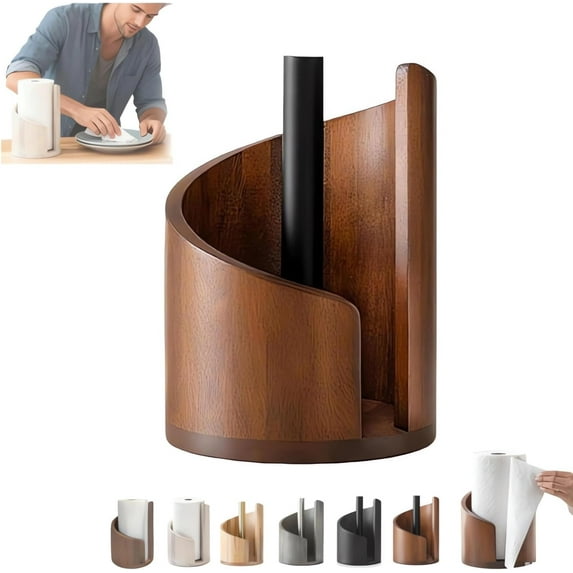 Paper Towel Holder 2026 New Wooden Mango Wood Stand with Iron Base One ...