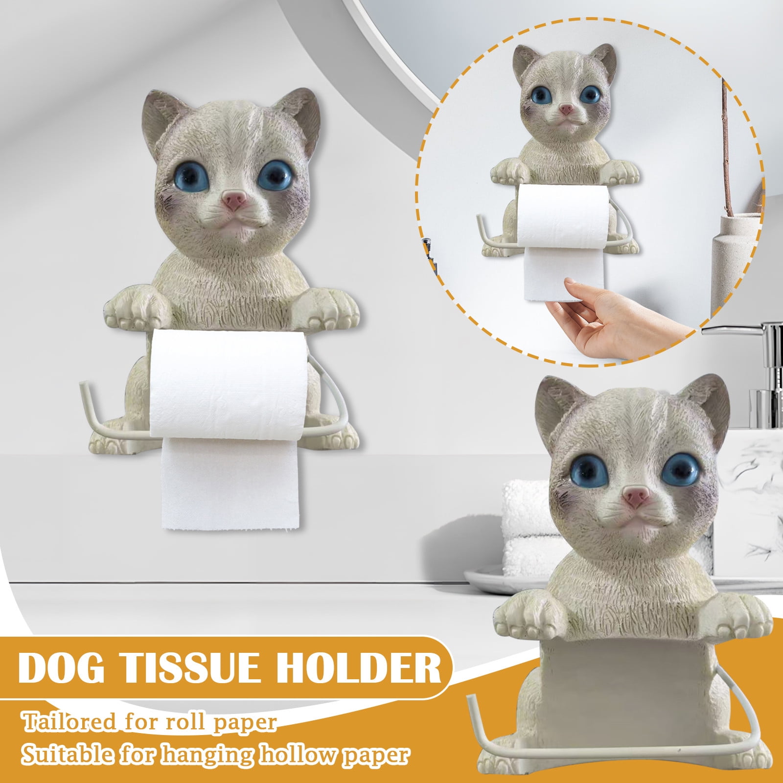 Paper Towel Holder, Fun 3D Cat Paper Towel Holder, Bathroom Kitchen ...