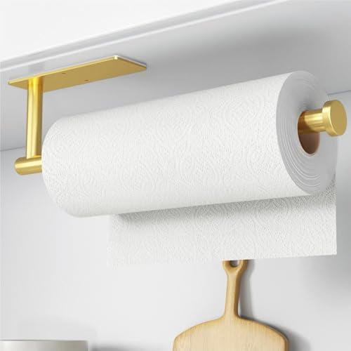 Paper Towel Holder - Self-Adhesive or Drilling, Wall Mounted Rack ...