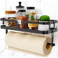 Paper Towel Holder with Shelf, Kitchen Paper Holder Spice Rack Black ...