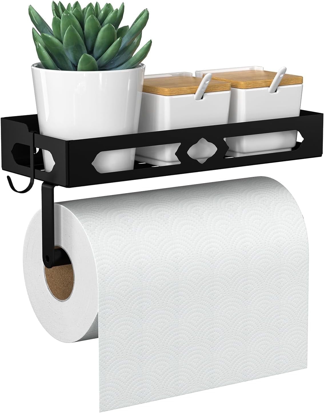 Paper Towel Holder Wall Mount for Kitchen, Self Adhesive Paper Towel Holder with Shelf for ...