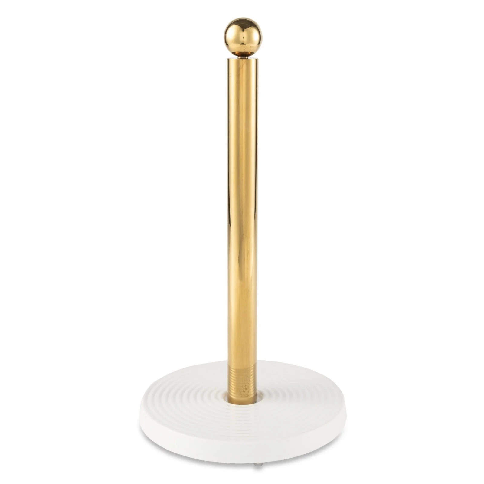 Paper Towel Holder With Ribbed Ceramic Base, White And Gold - Walmart.com