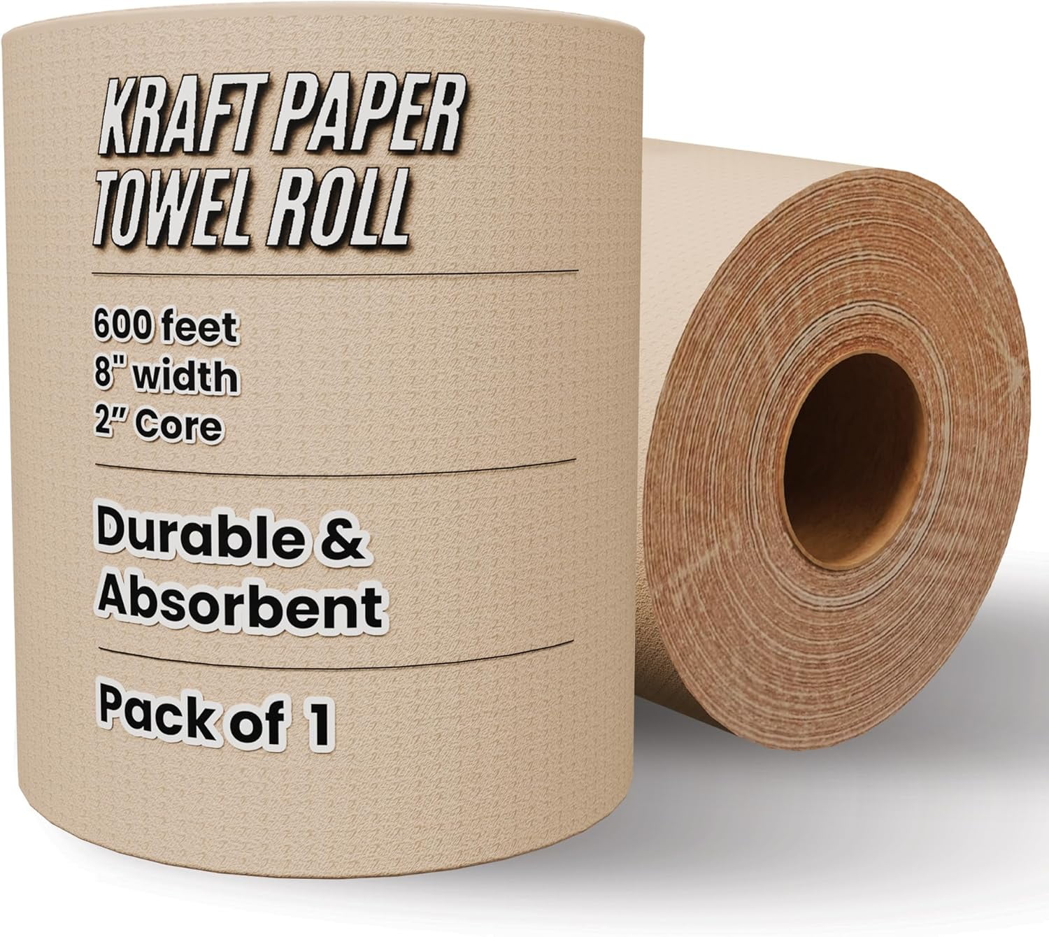 Paper Towel Roll 600' x 8" 1 Ply Universal Dispenser 2" Core Hardwound ...