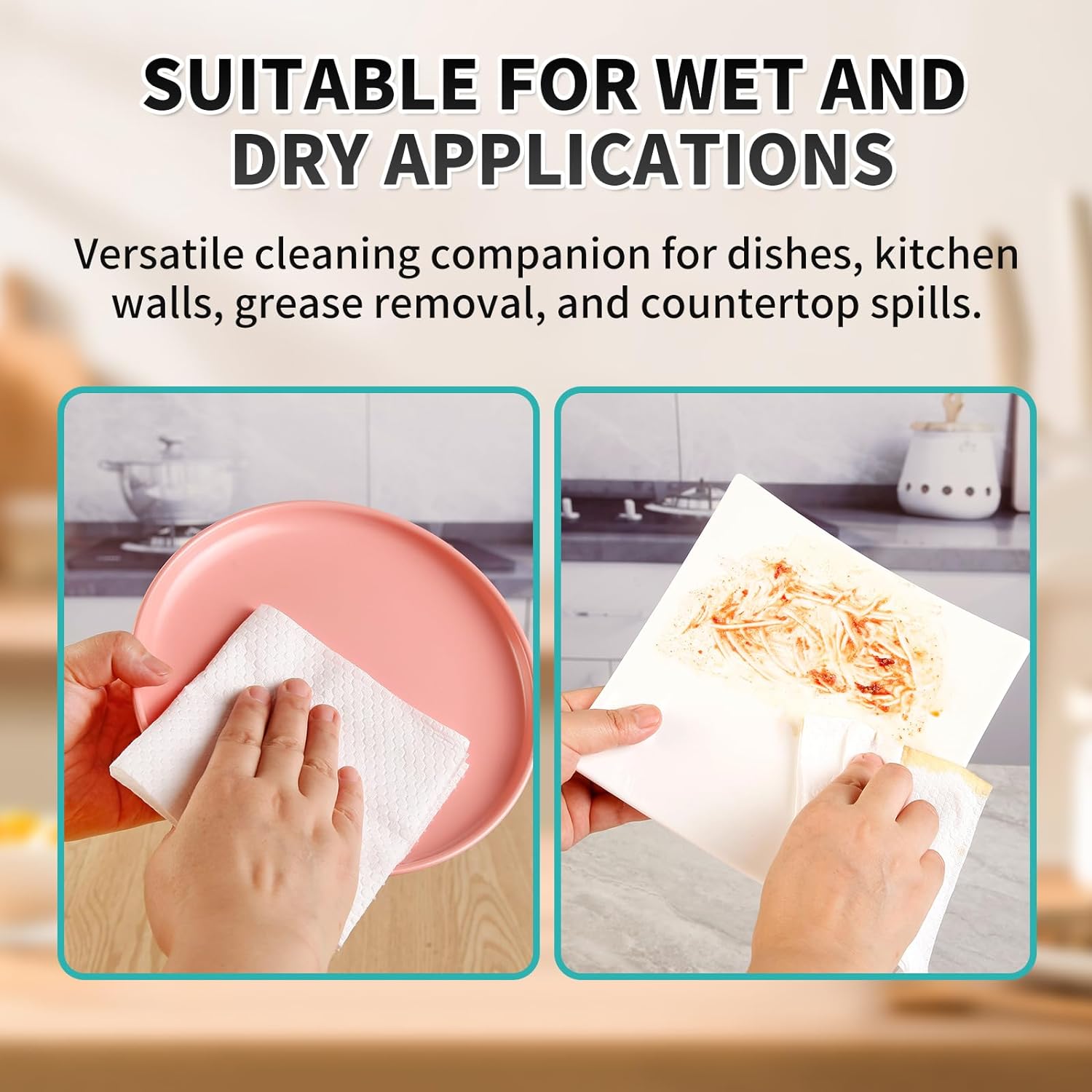 Paper Towels 4 Rolls 200 Sheets, Washable And Reusable Paper Towels ...