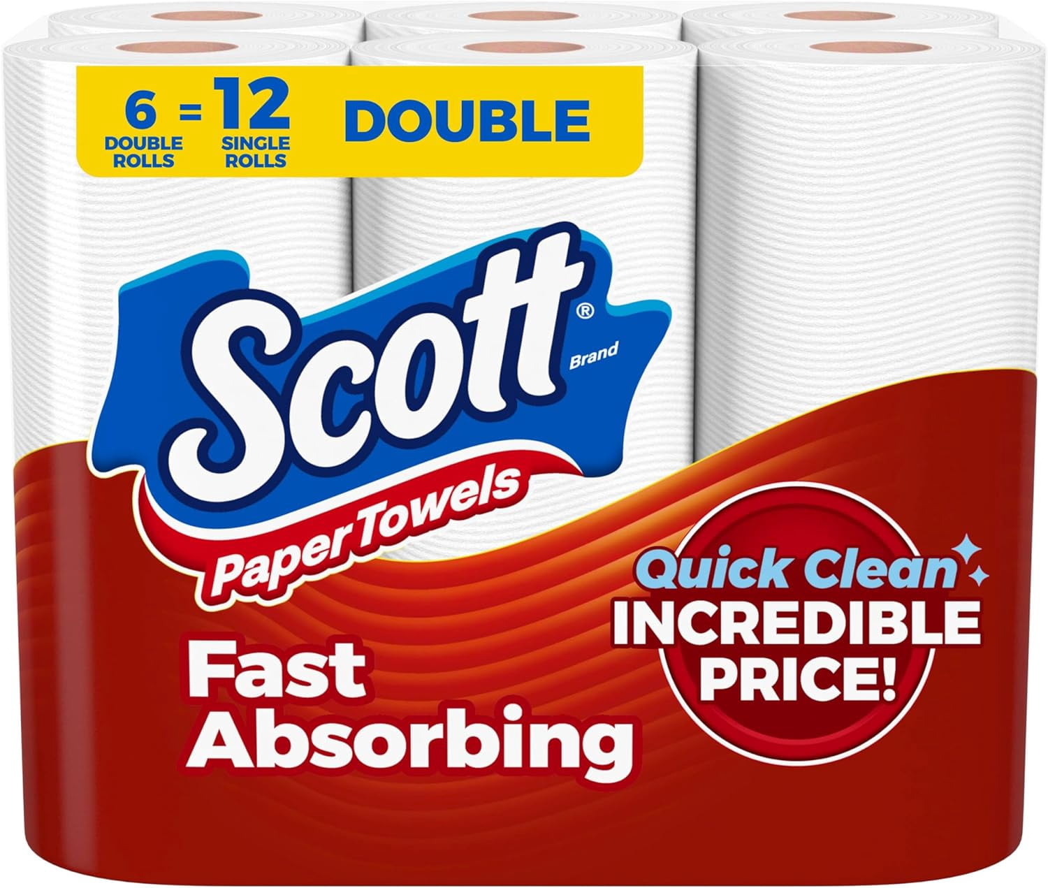 Paper Towels, Choose-A-Sheet, 6 Double Rolls = 12 Regular Rolls (108 ...