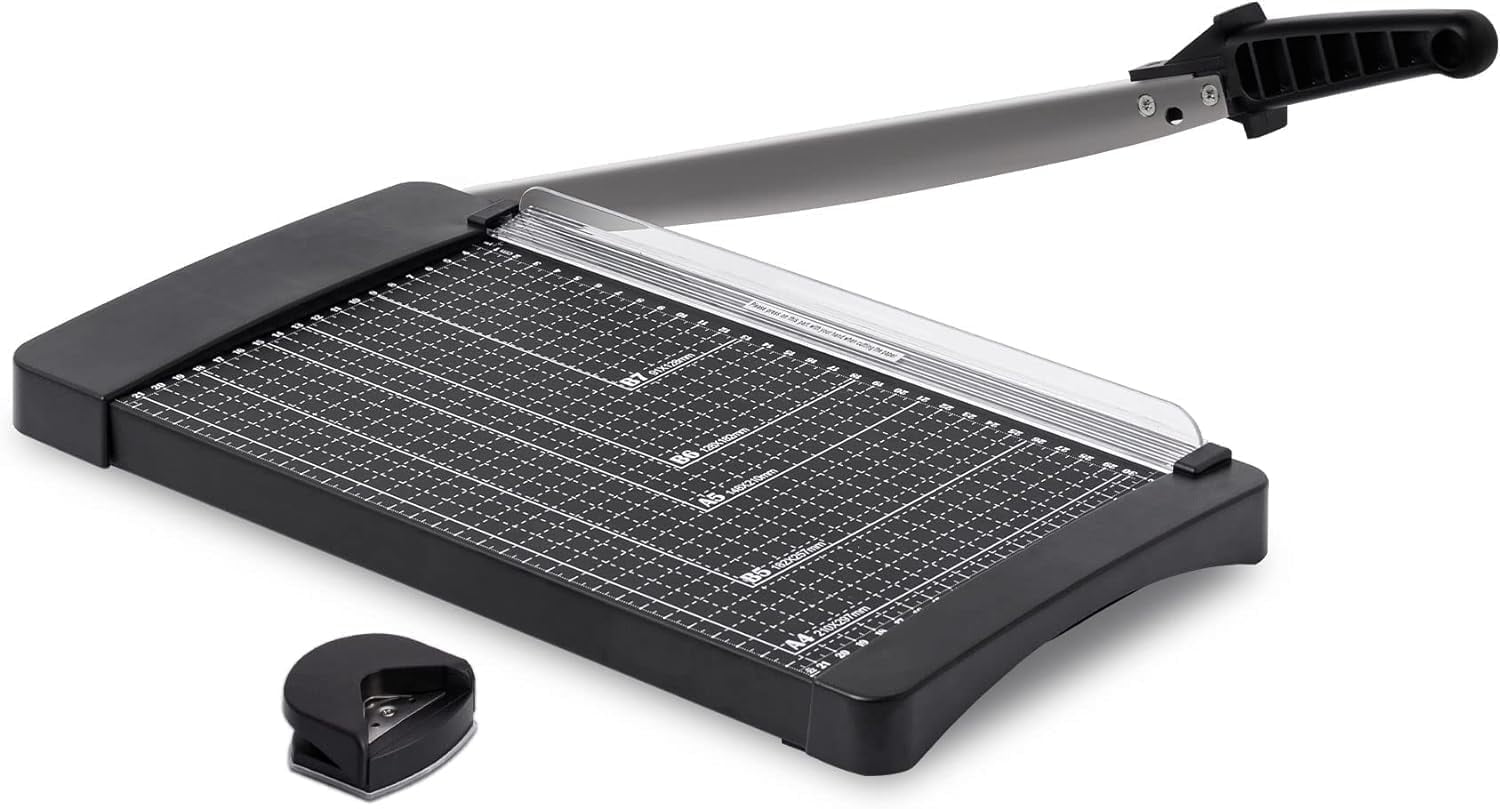 Paper Trimmer, 12" Guillotine Paper Cutter, Heavy-Duty Metal Base ...