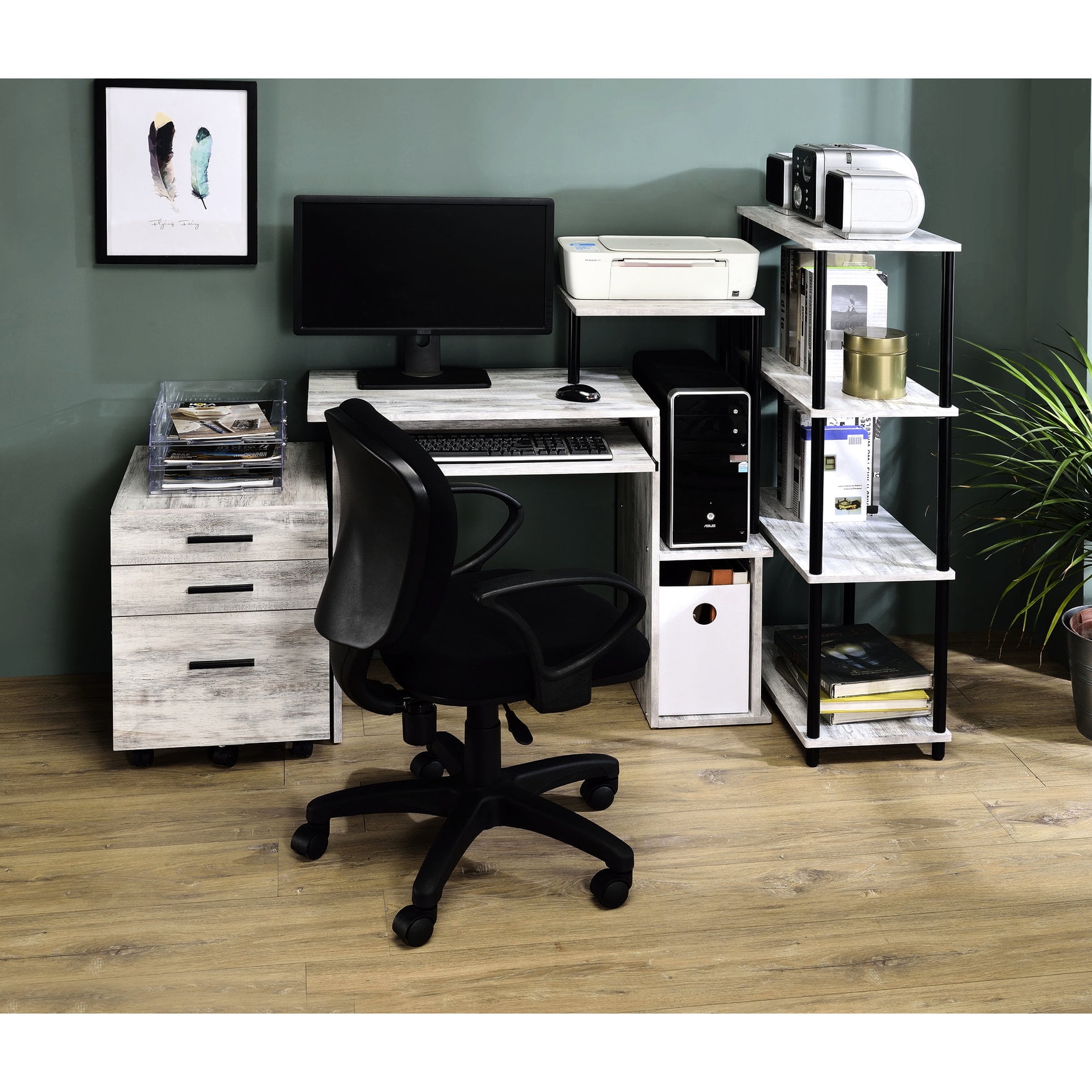 Paper Veneer Computer Desk - Storage Compartment - Personal Study ...