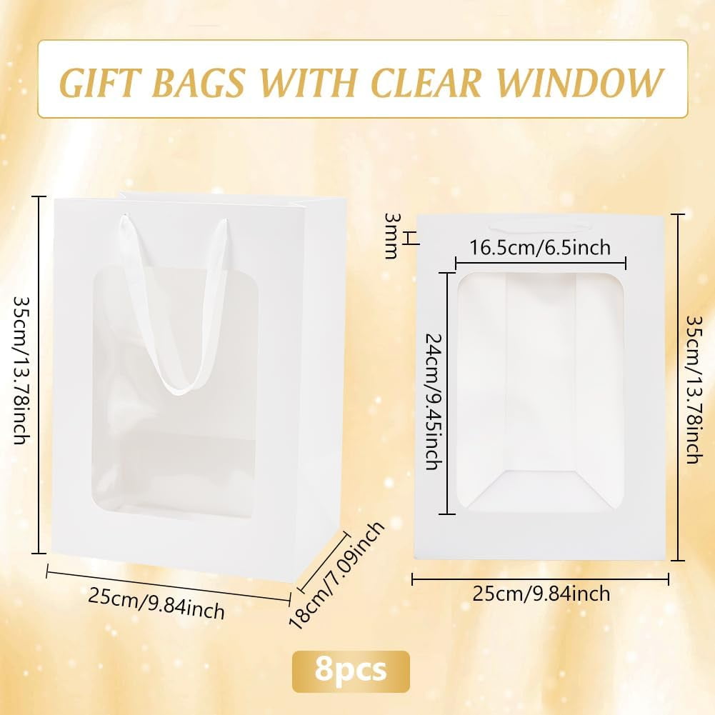 Paper Visible Window Gift Bags with Rope Handles Portable Paper Tote ...