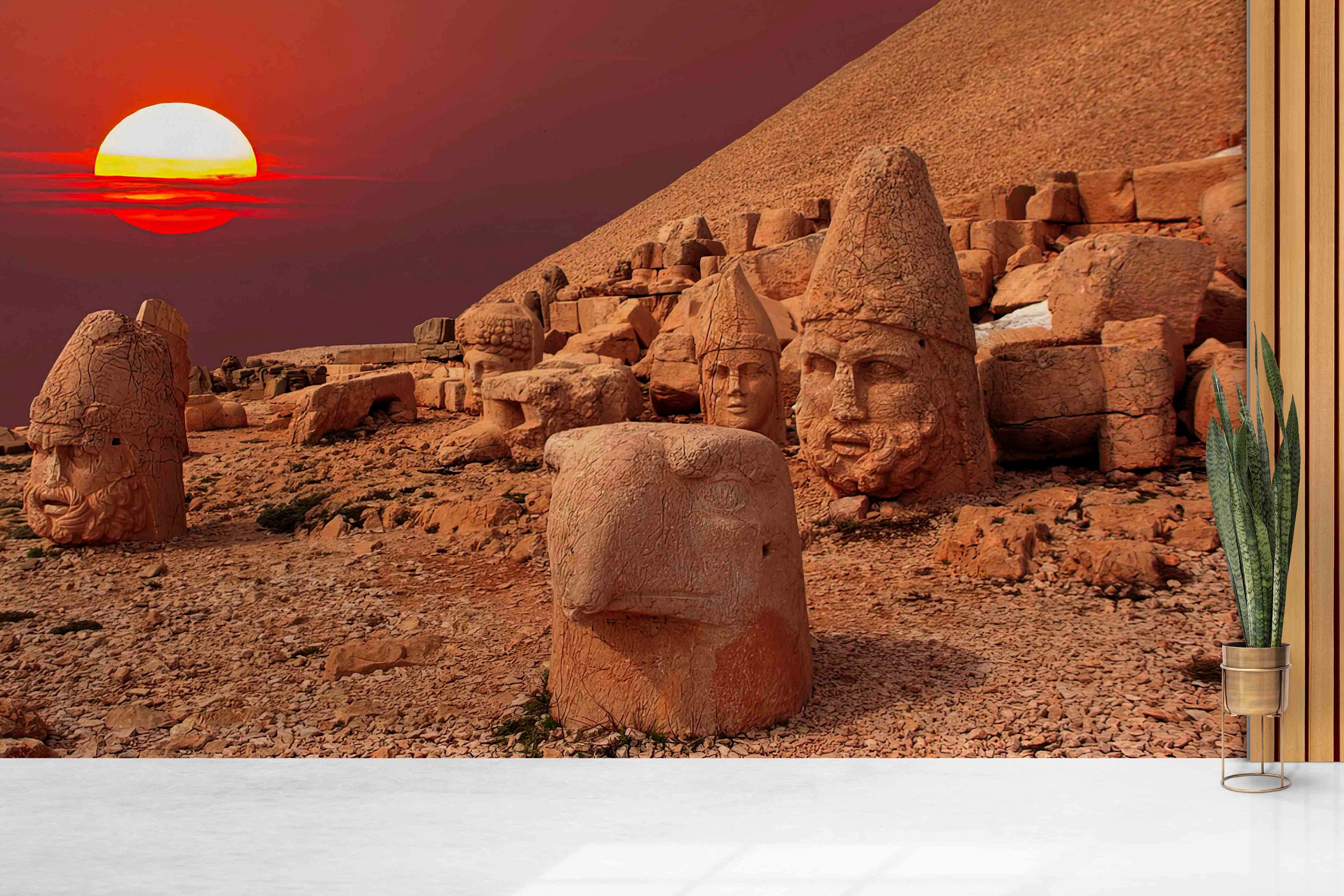 Paper Wall Art, 3D Wallpaper, Bright Wallpaper, Mount Nemrut Mural ...