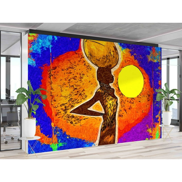 Paper Wall Art, 3D Wallpaper, Modern Wallpaper, African Woman With Sun ...