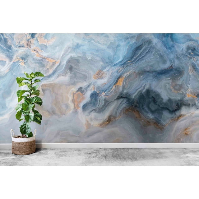 Paper Wall Art Blue Marble Painting, Abstract Wall Poster, Bright ...