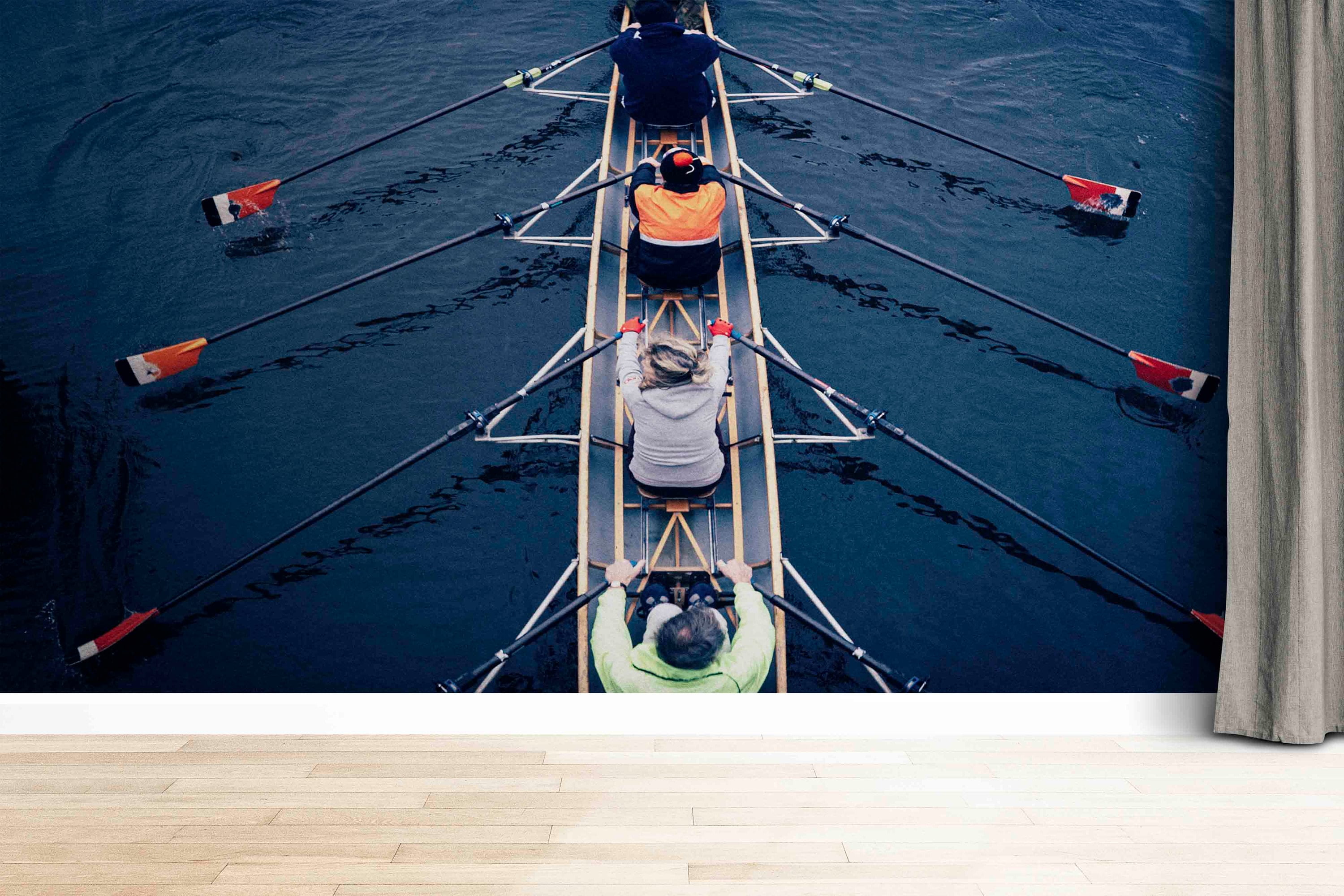 Paper Wall Art Canoe Team Wall Art, Modern Wallpaper, Water Sports Wall ...