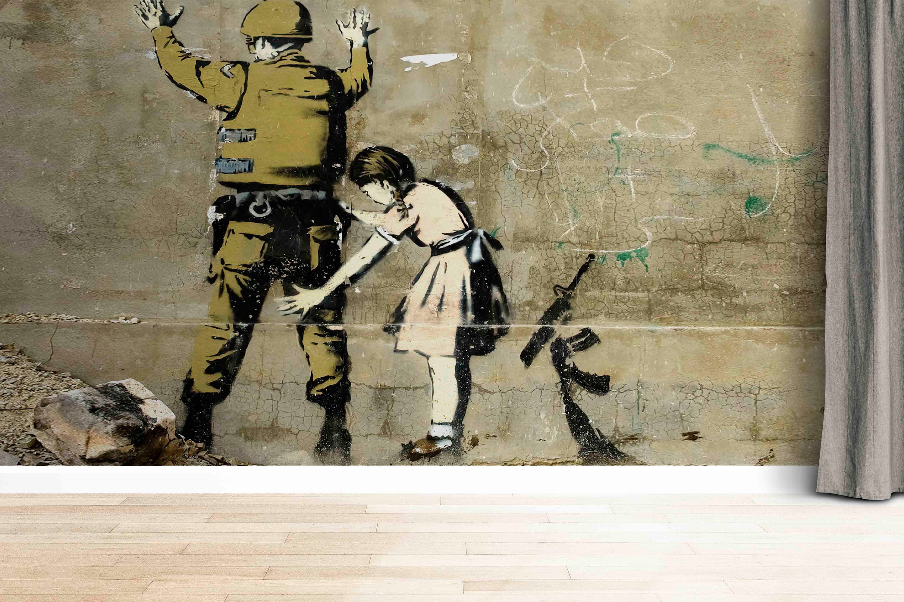 Paper Wall Art Custom Wallpaper, Banksy Stop Search Wall Poster, Modern ...