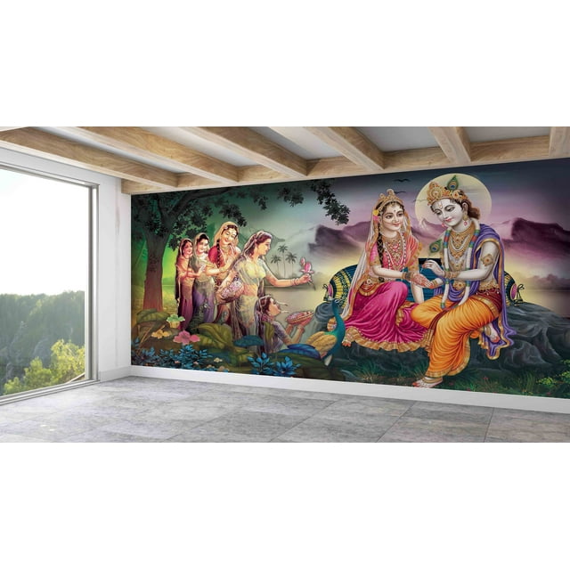 Paper Wall Art Custom Wallpaper, Wallpaper Wall Art, Radha Krishna ...