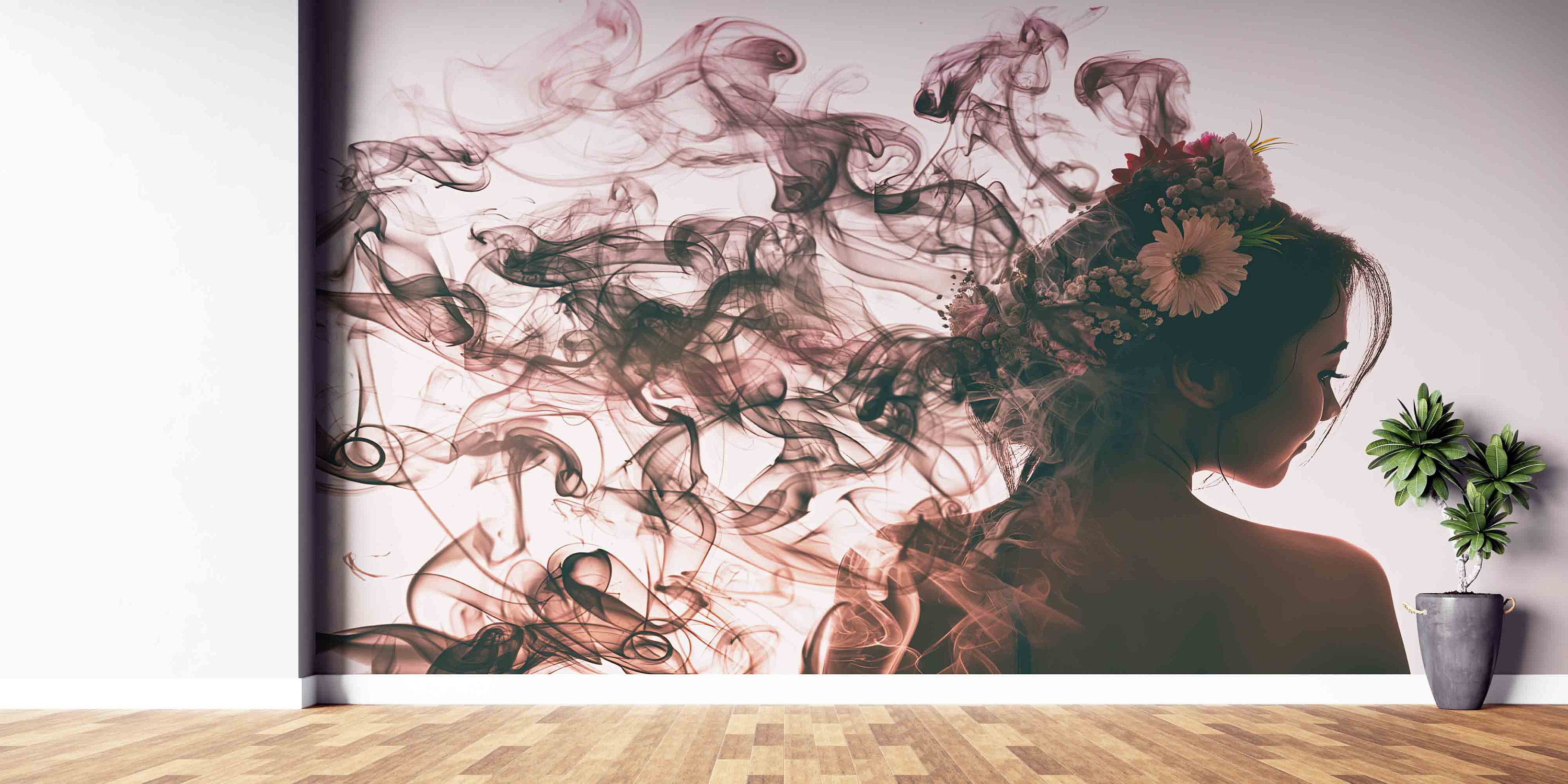 Paper Wall Art Girl Turning Into Smoke, Custom Wallpaper, 3d Wallpaper ...