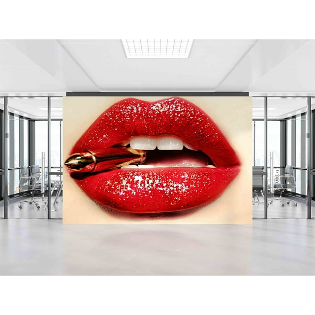 Paper Wall Art Gullet Wallpaper, Red Lip Wall Poster, 3d Wallpaper ...