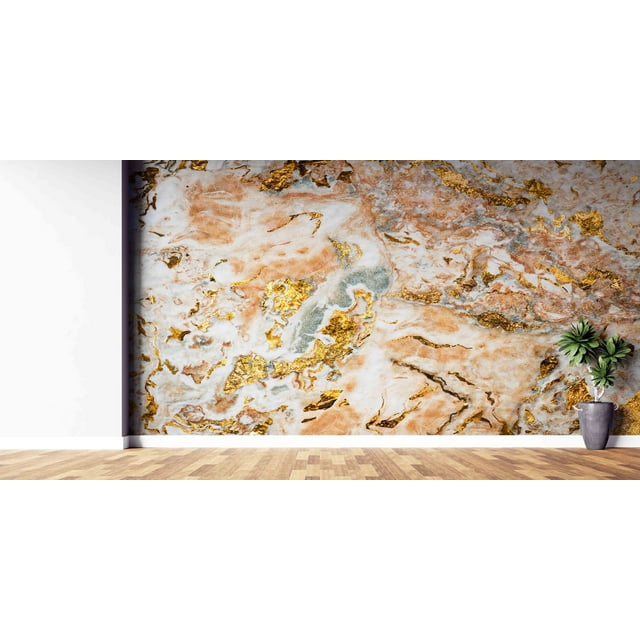 Paper Wall Art Modern Mural, Abstract Mural, Wallpaper Wall Art, Gold ...