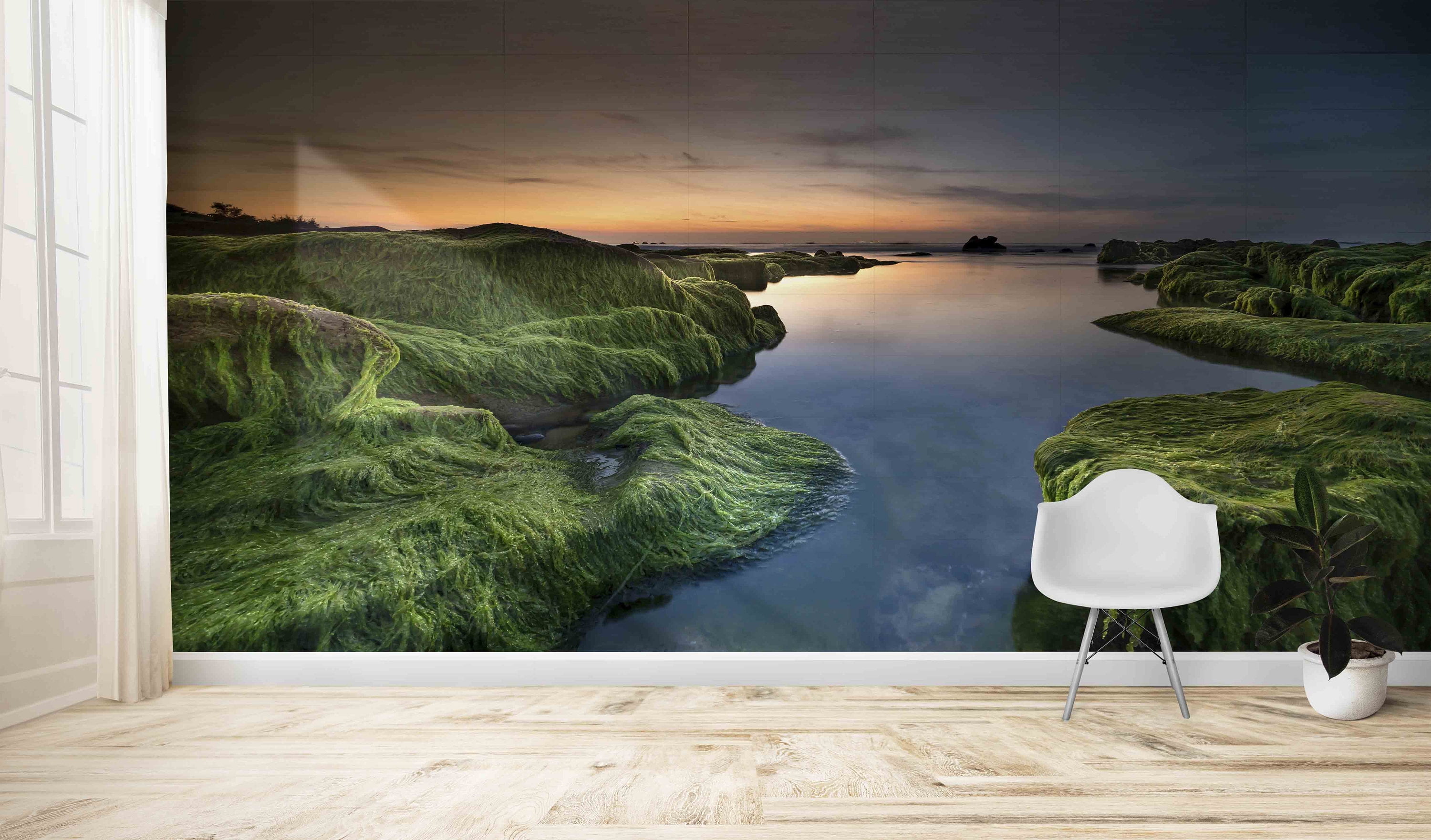 Paper Wall Art River Landscape Wall Mural, Wallpaper Wall Art, Bright ...