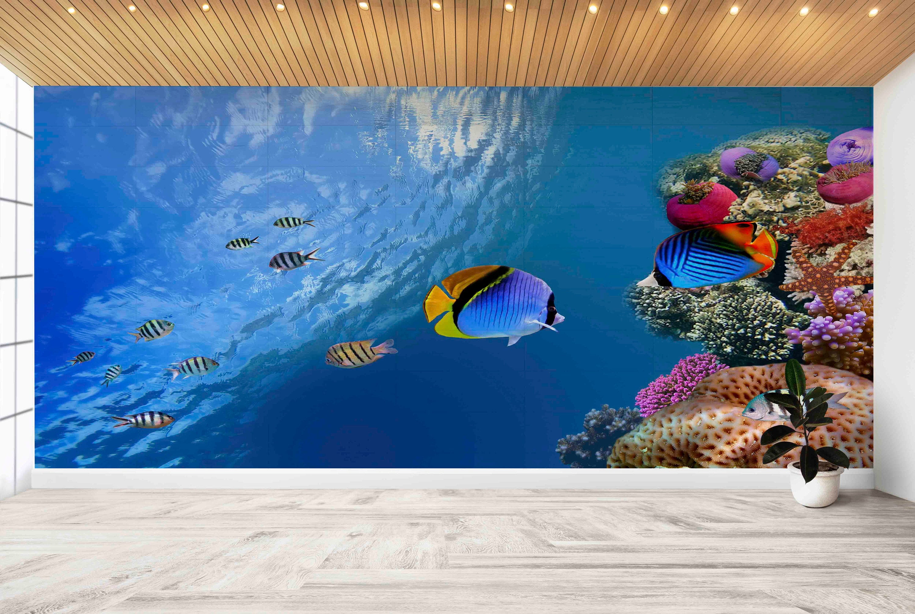 Paper Wall Art Tropical Fish Wall Painting, 3d Wallpaper, Bright ...