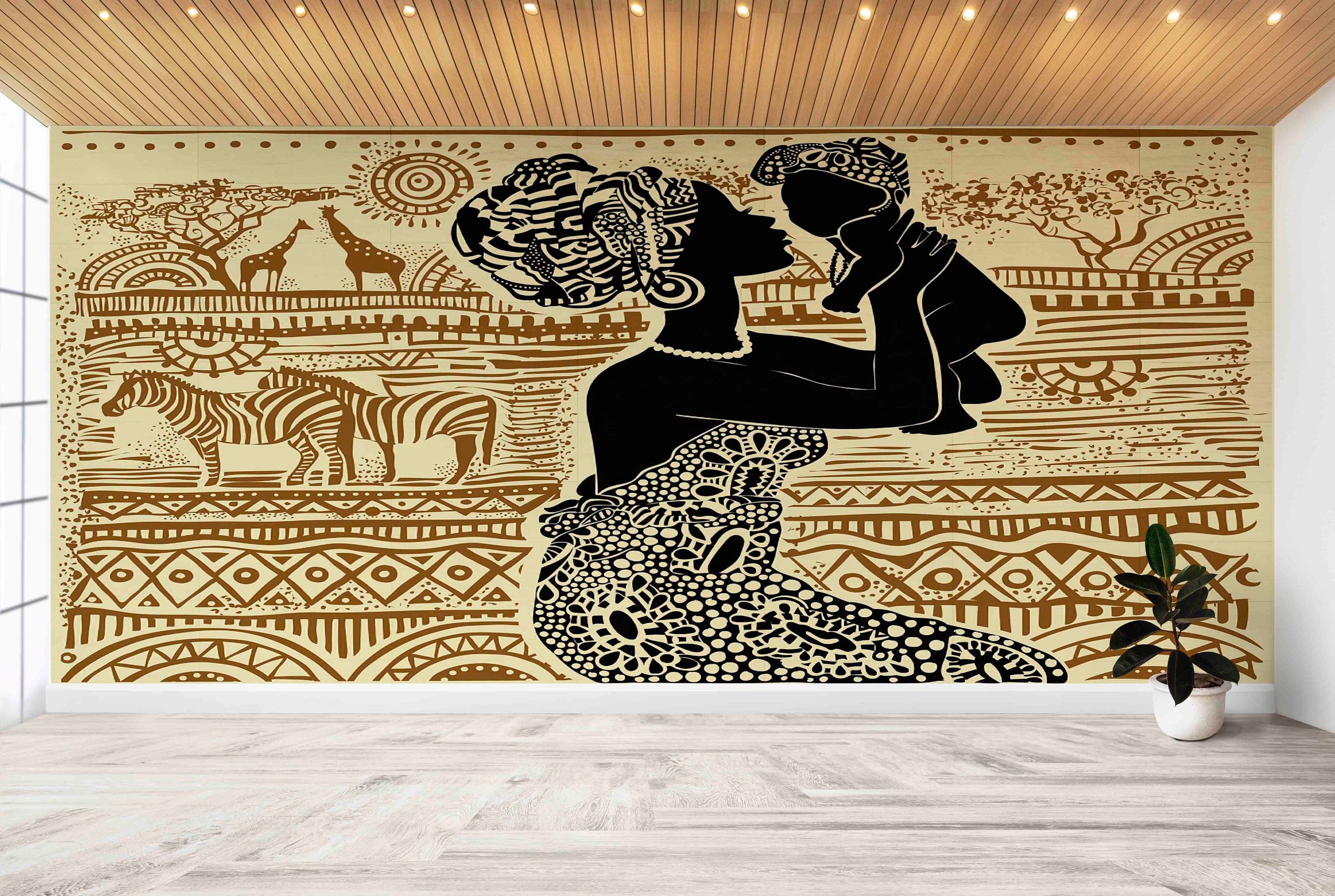 Paper Wall Art Wallpaper Wall Art, African Wall Decor, Black Woman Wall ...