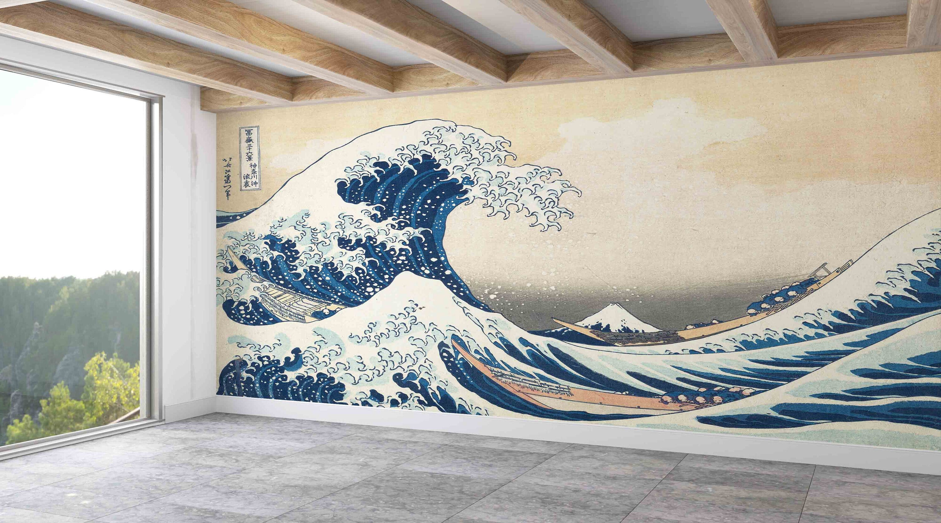 Paper Wall Art Wallpaper Wall Art, 3d Wallpaper, Wave Landscape, Japan ...