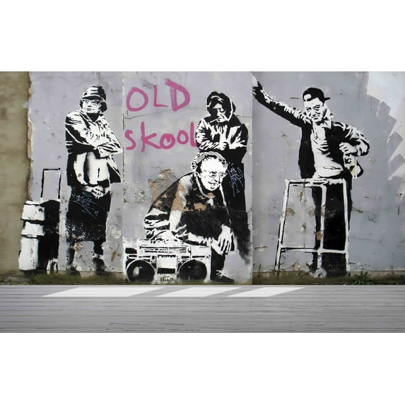 Paper Wall Art Wallpaper Wall Art, Iconic Banksy Old Skool Grannies ...