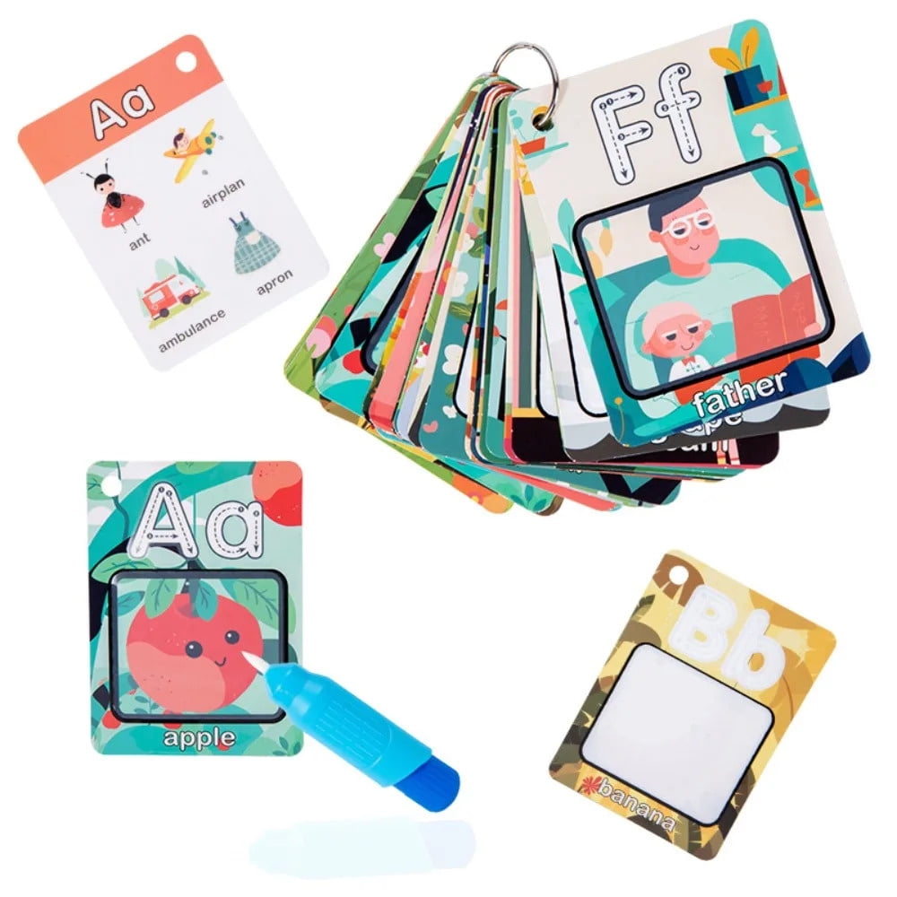 Paper Watercolor Alphabet Flashcards Educational 26 Alphabet Water ...