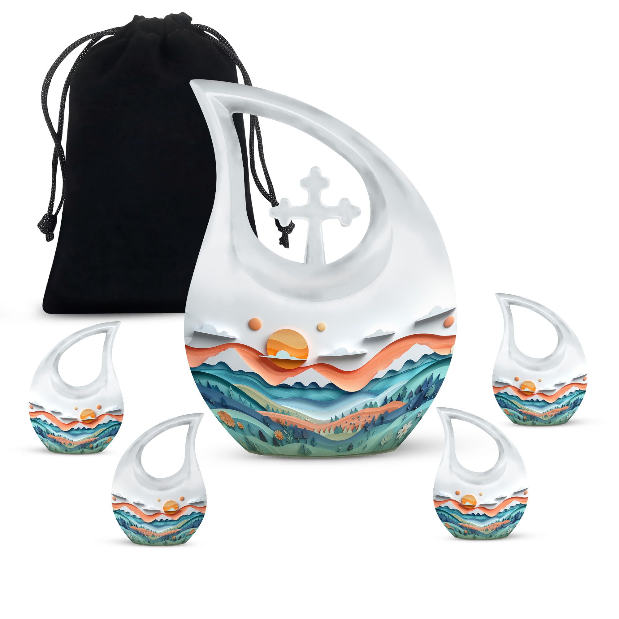 Paper Waves Serene Landscape Urn - Burial Urns For Human Ashes - Urn ...