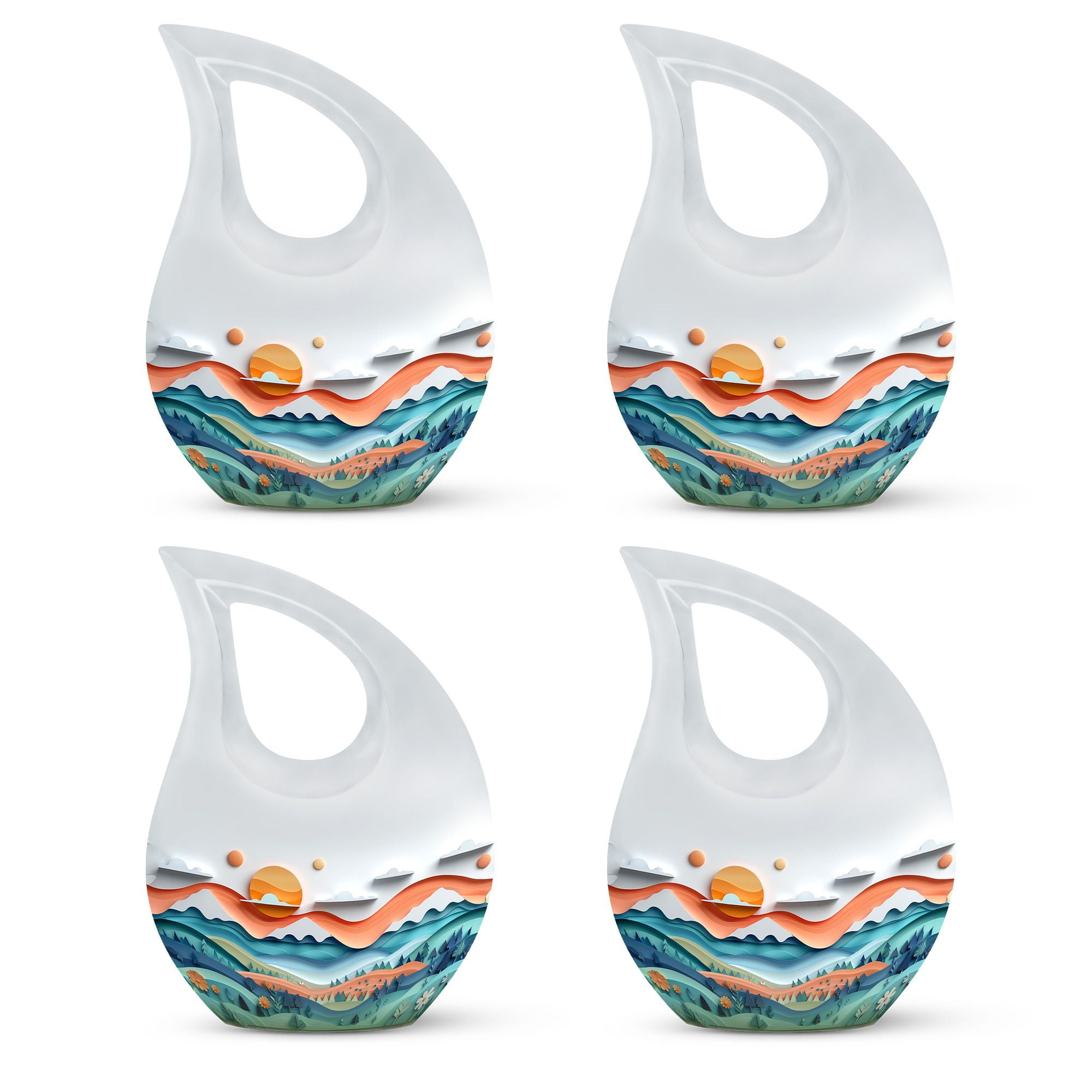 Paper Waves Serene Landscape Urn - Urn For Human Ashes Adult ...