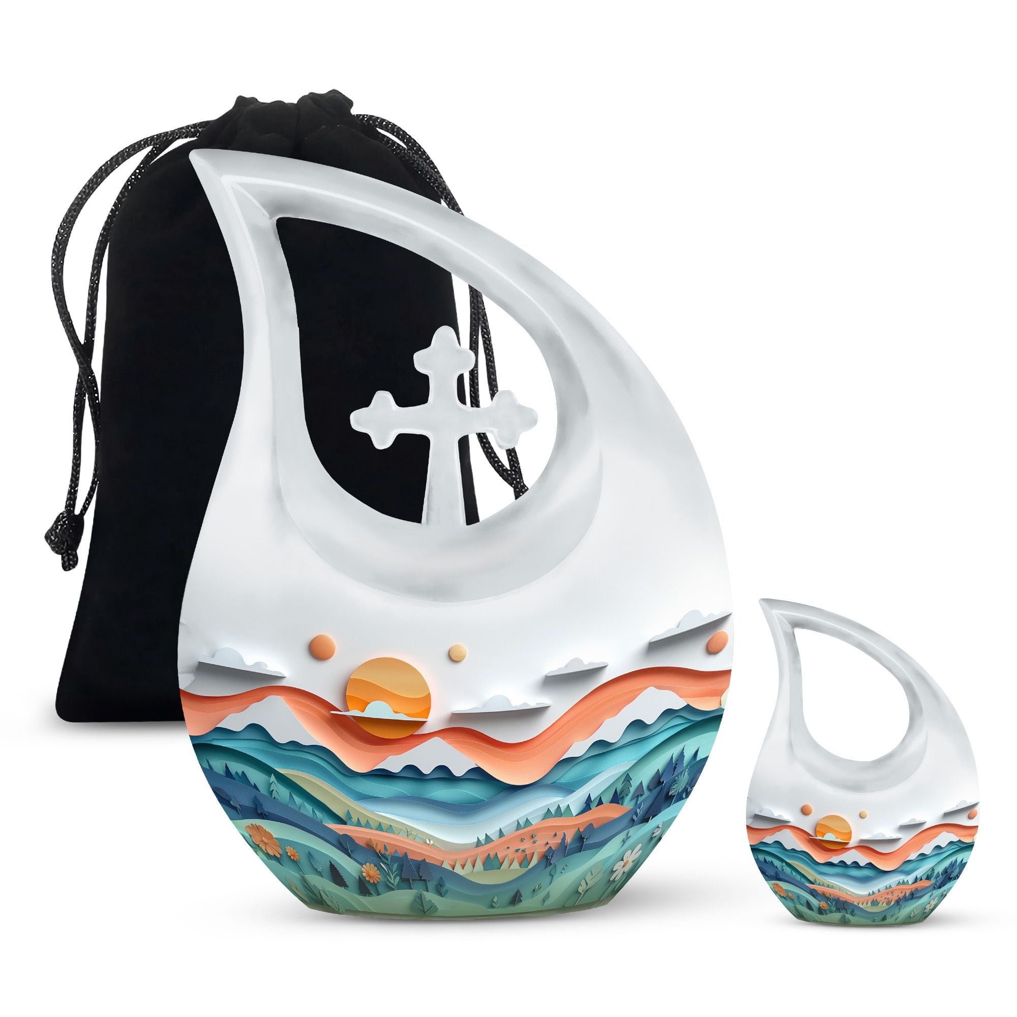 Paper Waves Serene Landscape Urn - Urns For Cremation Ashes - Funeral ...