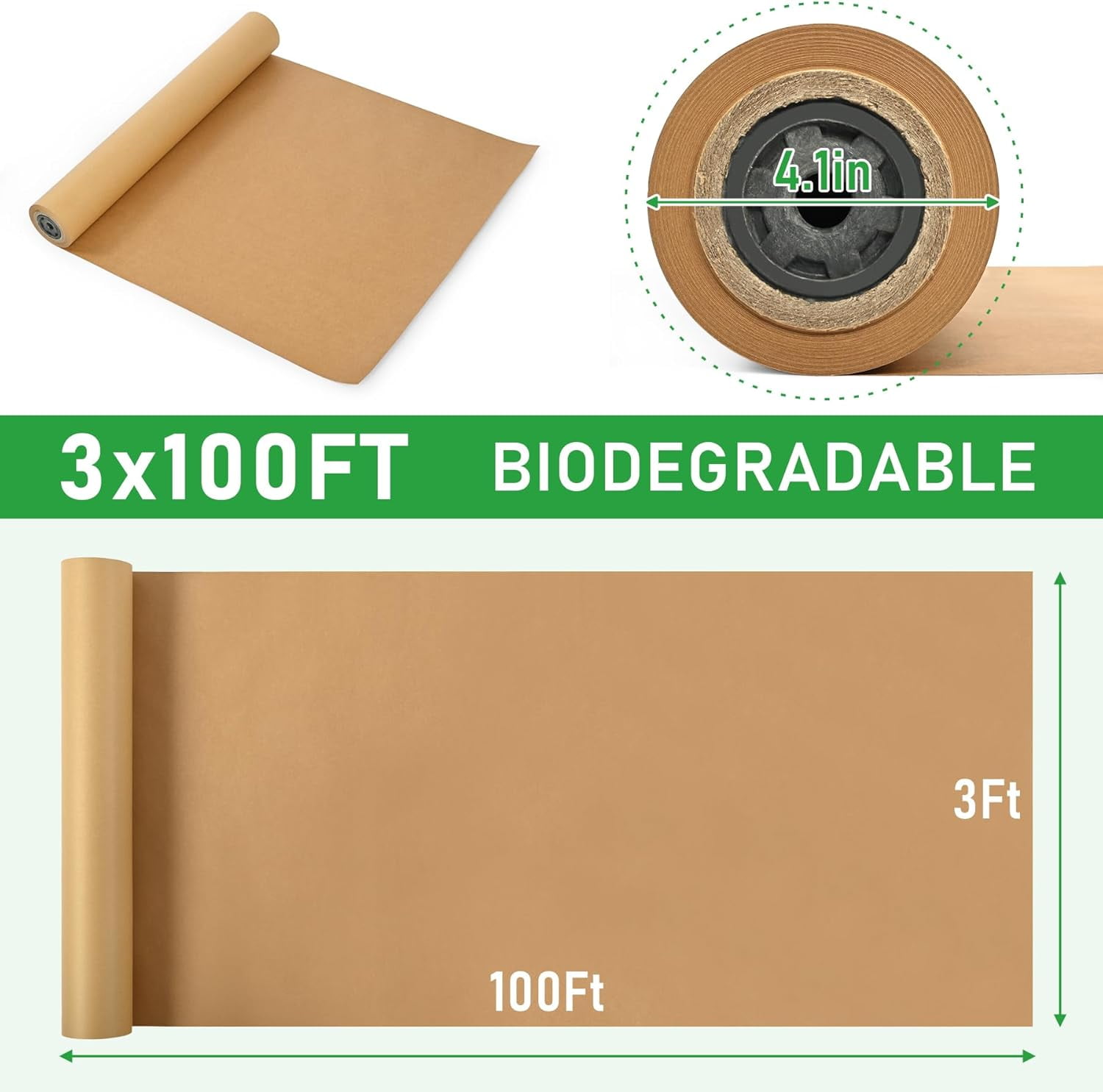 Paper Weed Barrier, 3 x 100 Ft Garden Kraft Paper Landscape Fabric for ...