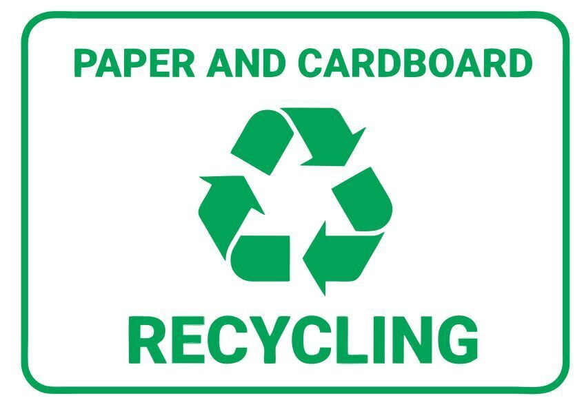 Paper and Cardboard Recycling Safety Sign Metal Wall Sign Size: 8 x 12 ...