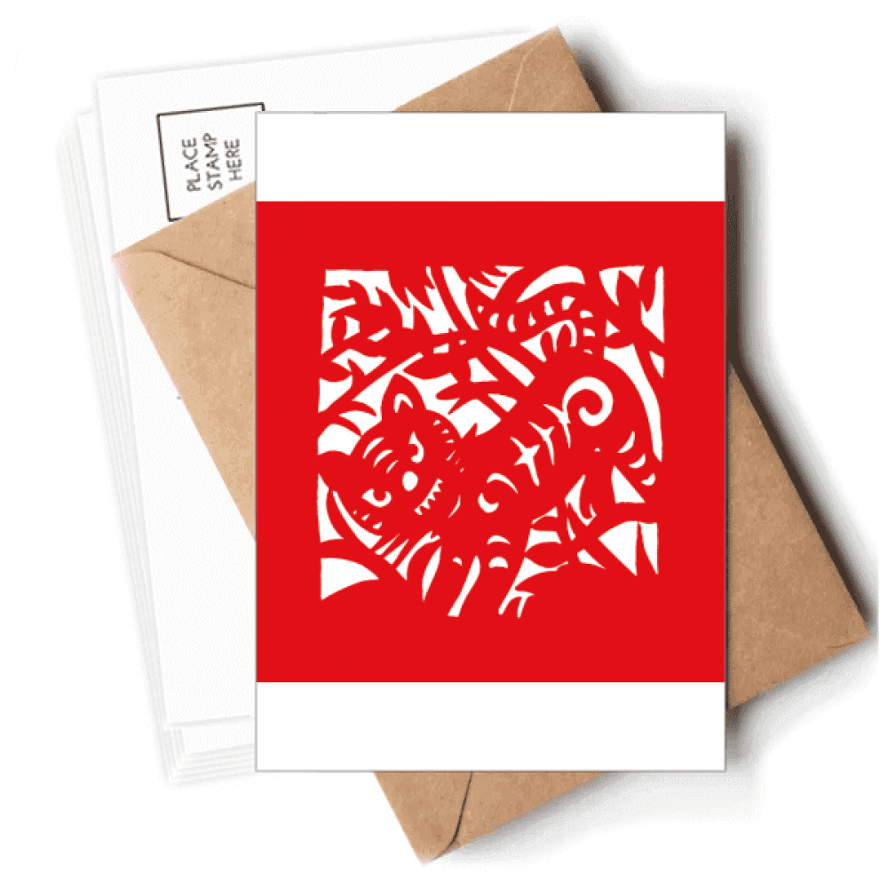 Paper-cut Tiger Animal China Zodiac Postcards Envelopes Blank Note ...