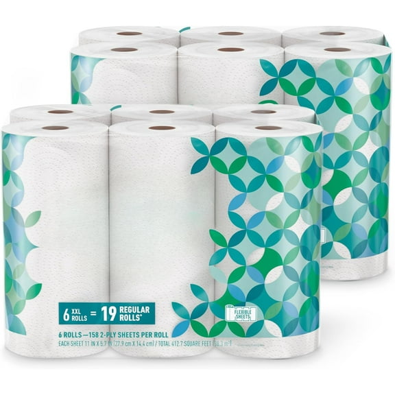 KIRKLAND Create-a-Size Paper Towels 2-Ply 11x11 Inch 160 Sheets 12 ...