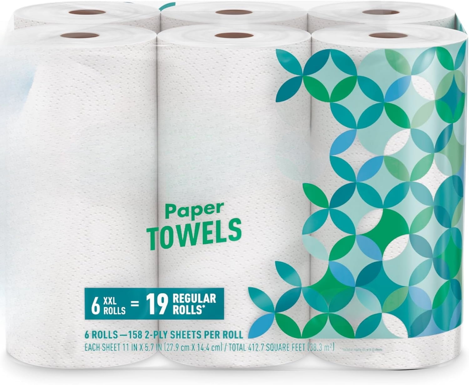Paper towels, 158 sheets jumbo roll, 12 rolls, equivalent to 38 regular rolls, white - Walmart.com