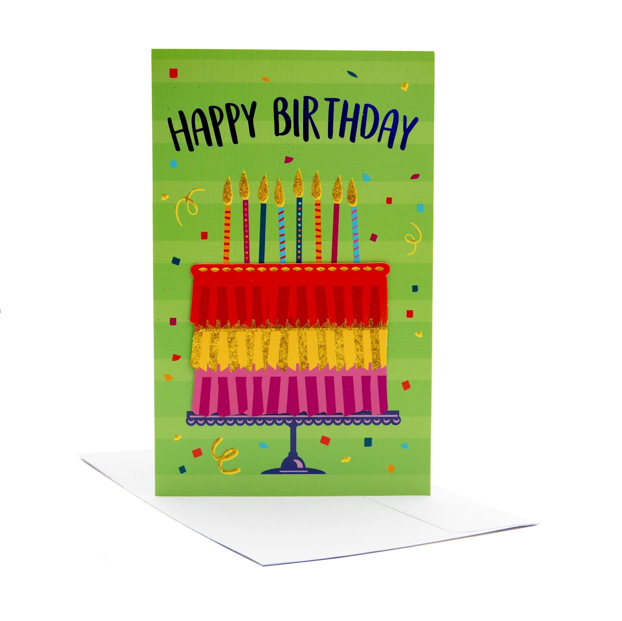 PaperCraft Birthday Greeting Cards with Envelope, Cake and Candles ...