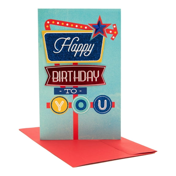 PaperCraft Birthday Greeting Cards with Envelope, Retro Sign - Walmart.com