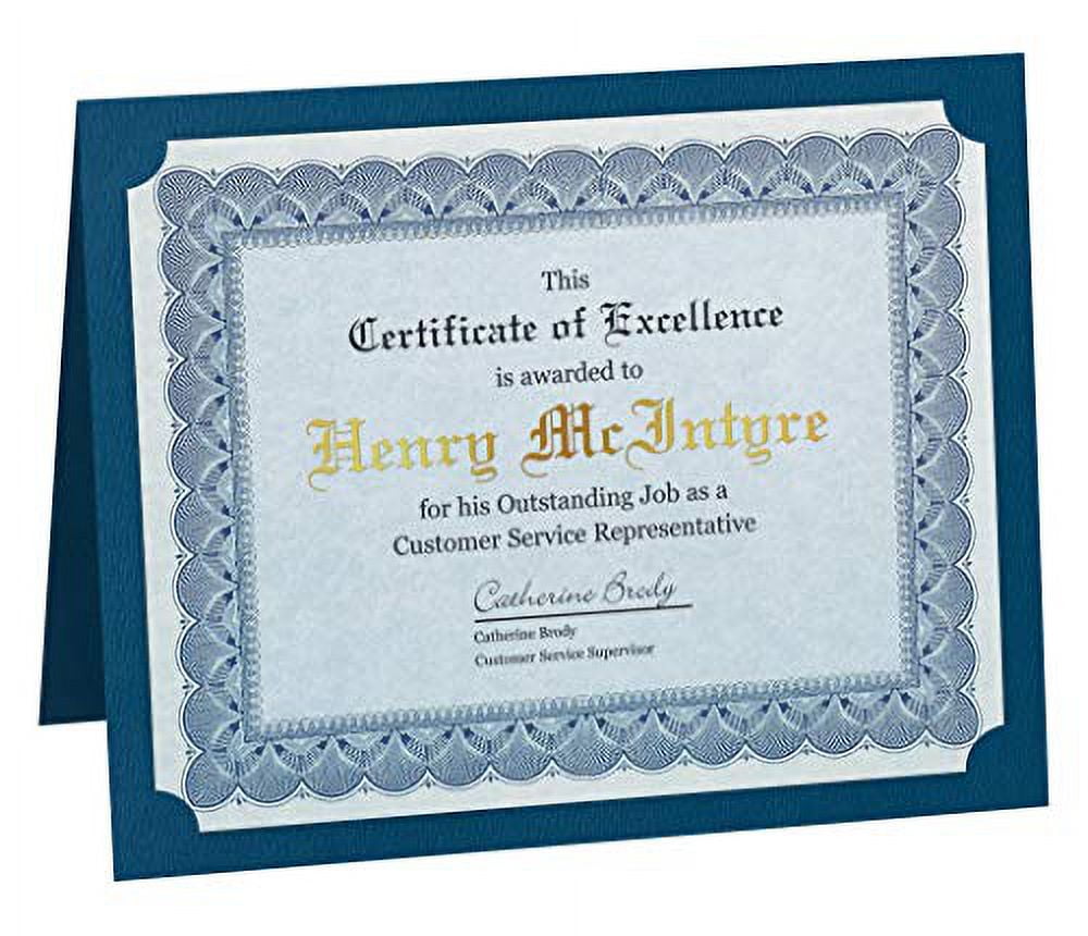 PaperDirect Blue Border Gold Foil Certificate Jackets, 10 Count ...