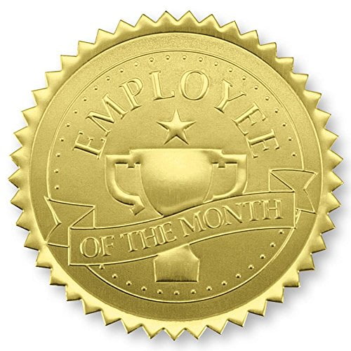 PaperDirect Employee of The Month Trophy Gold Foil Certificate Seals, 2 ...
