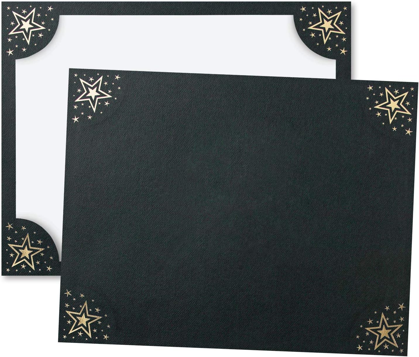 PaperDirect Stars Certificate Folios, Black 80 lb Cover Stock, 9 1/2 x ...