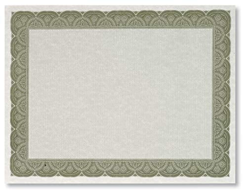 PaperDirect Stratton Gray Standard Certificate Paper, Olive Border, 8 1 ...