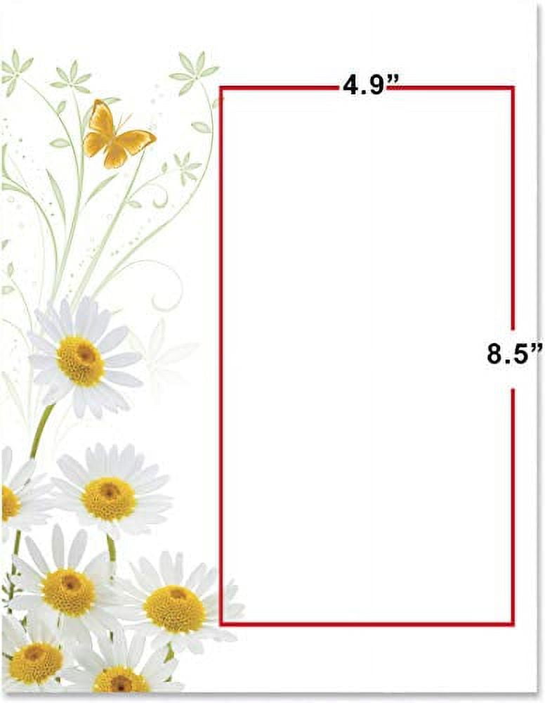 PaperDirect White Daisies Border Papers, 8 1/2 x 11 Inches, 100 Count ...