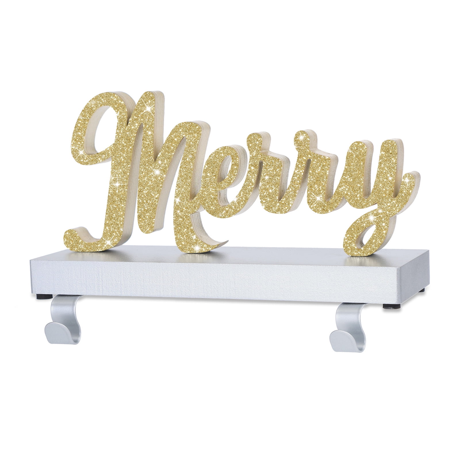 PaperFair 10''L x 3.5''W Gold Glitter Christmas Stocking Holders Set of ...