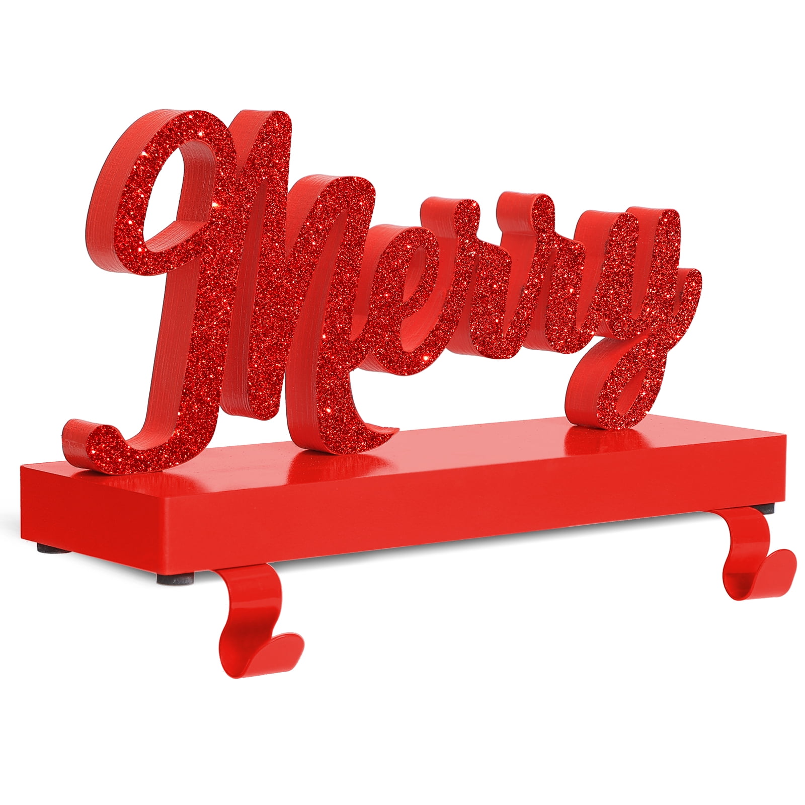 PaperFair 10''L x 3.5''W Red Glitter Christmas Stocking Holders Set of ...