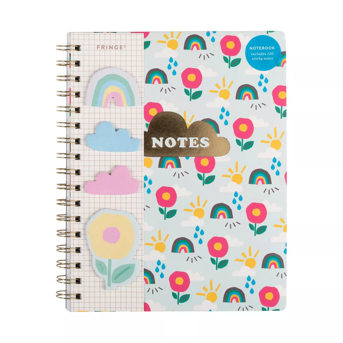 Paperback Spiral Notebook with Sticky Notes Rainbow Skies - Walmart.com