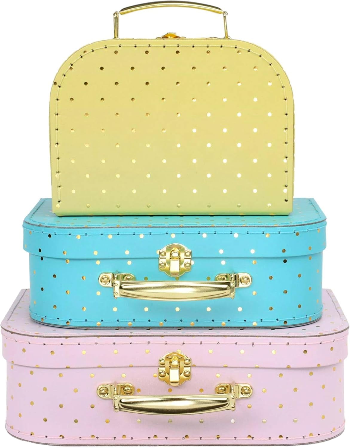 Paperboard Suitcases - Set of 3 Decorative Vintage Storage Boxes ...