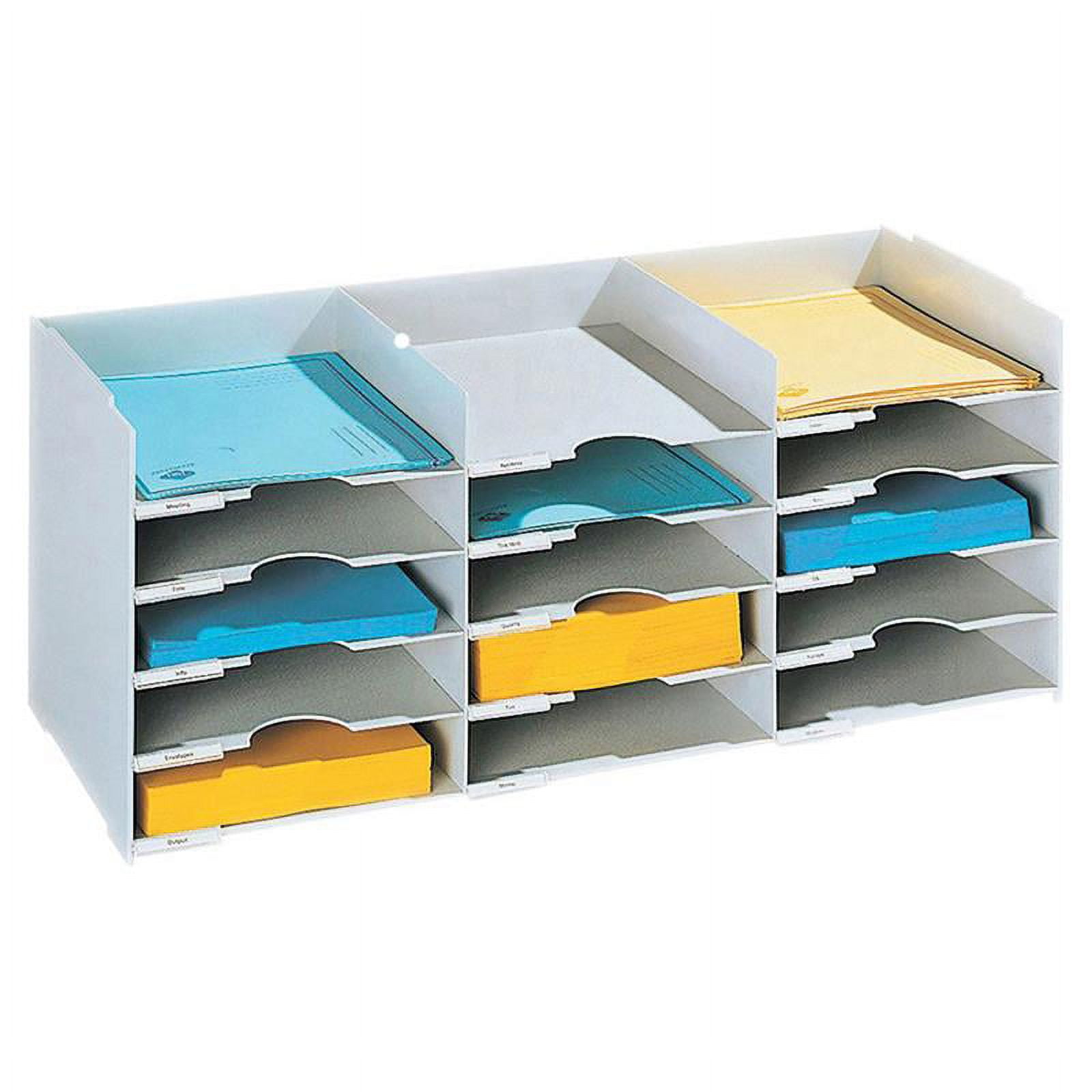 Paperflow Wide Stackable Plastic Horizontal Desktop Organizer in Gray ...
