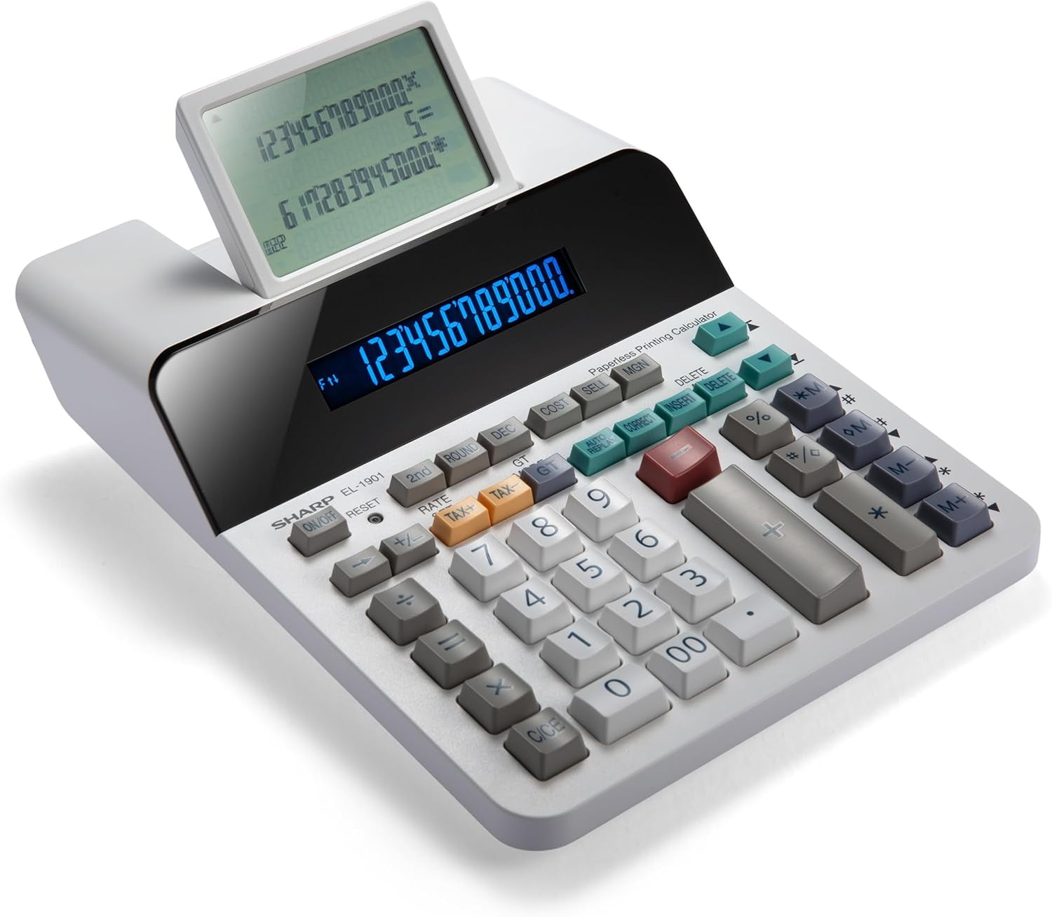 Paperless Printing Desk Calculator w/Check and Correct, Lar 12-Digit ...