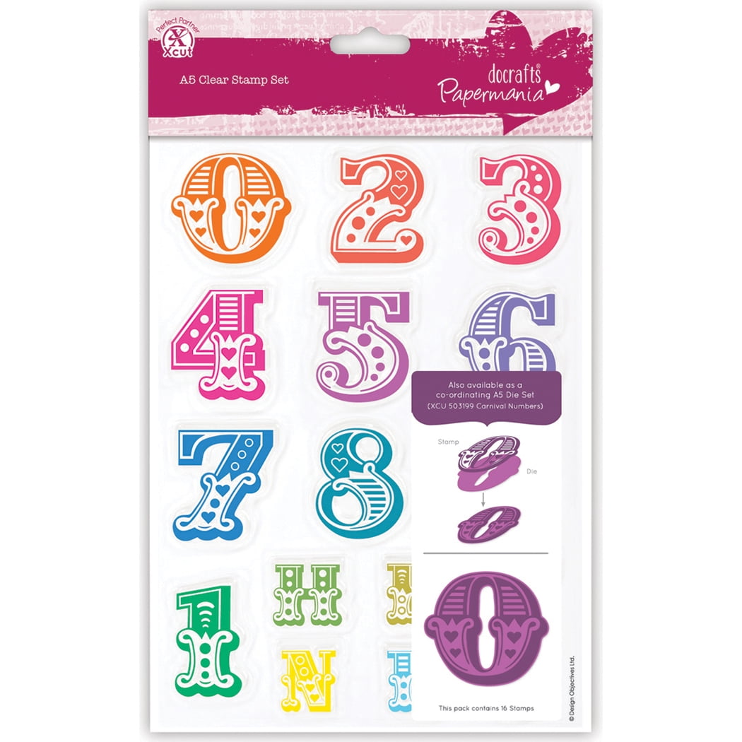 Papermania A5 Clear Stamps-Carnival Numbers 16 Pieces - Walmart.com