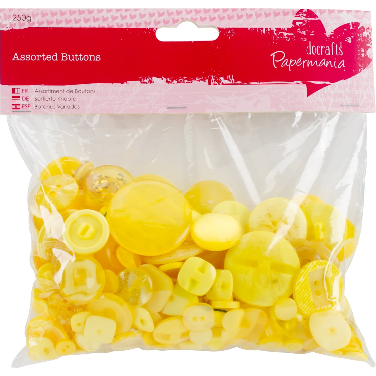 Papermania Buttons Assorted 250g-Yellow, Pk 3, Papermania - Walmart.com